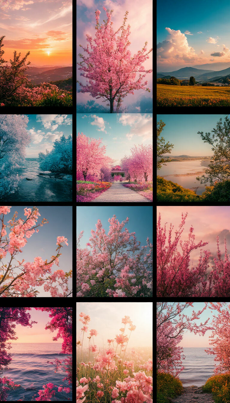 "A lot of images on the same background on different beautiful ...
