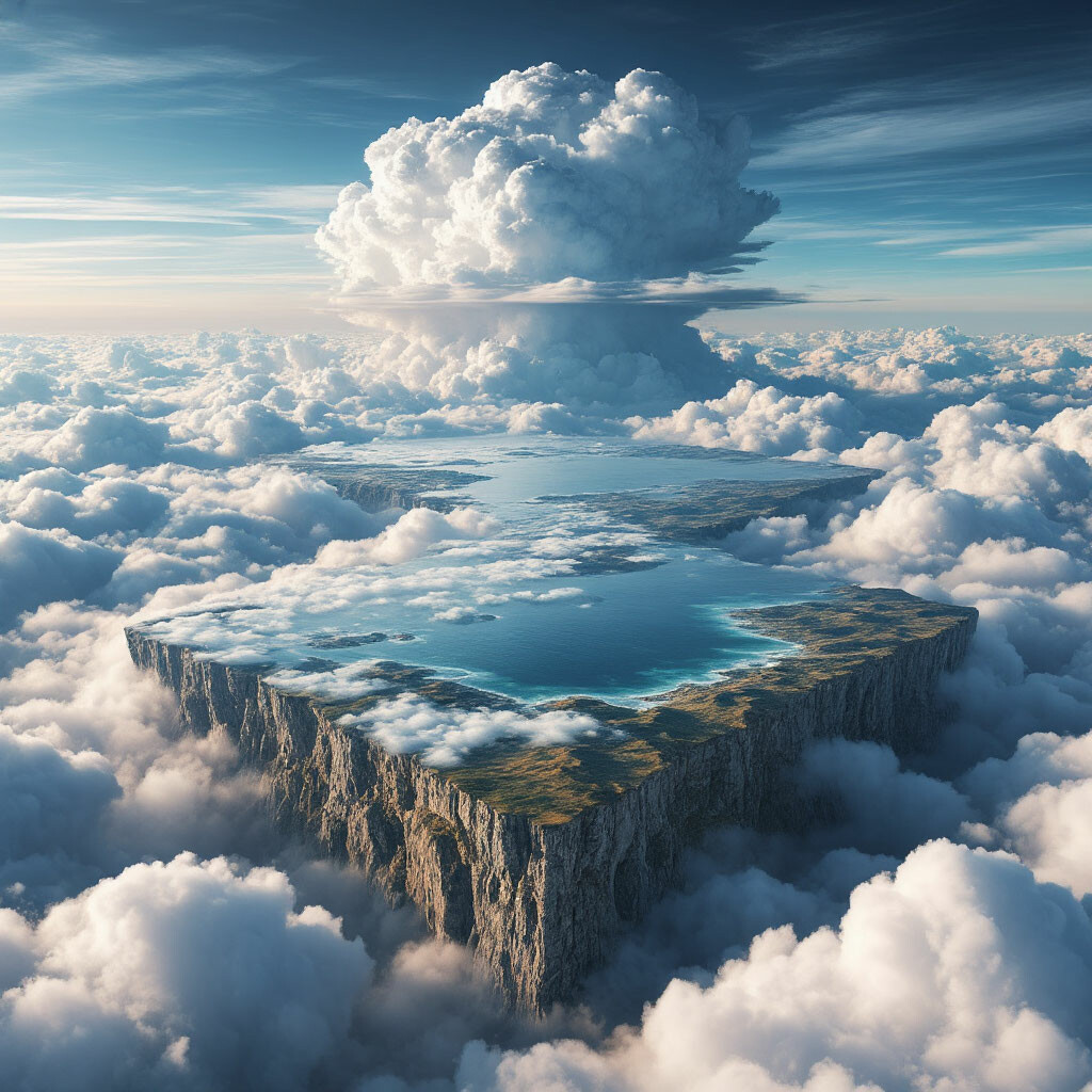 "The sea above the clouds high detail, fantasy,double exposure, 3D, platinum …" — image created ...