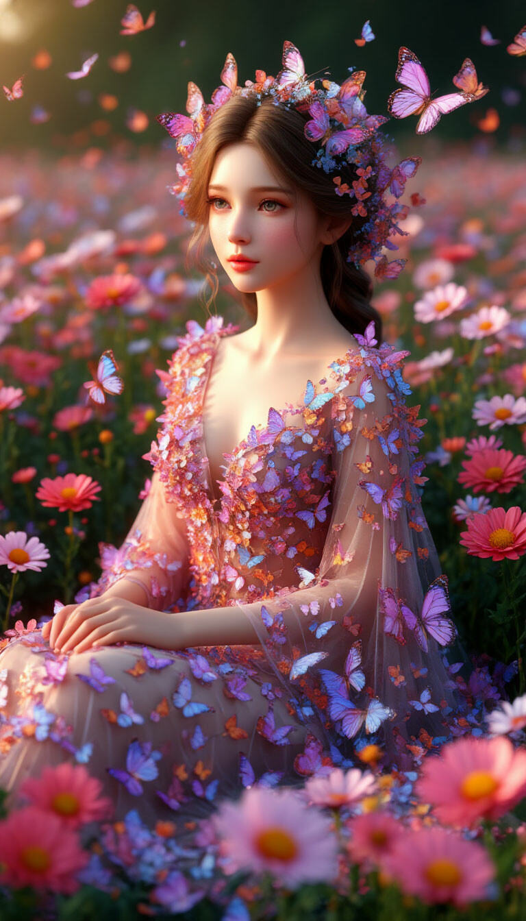 "A sweet and very gentle girl in a beautiful long robe woven from ...