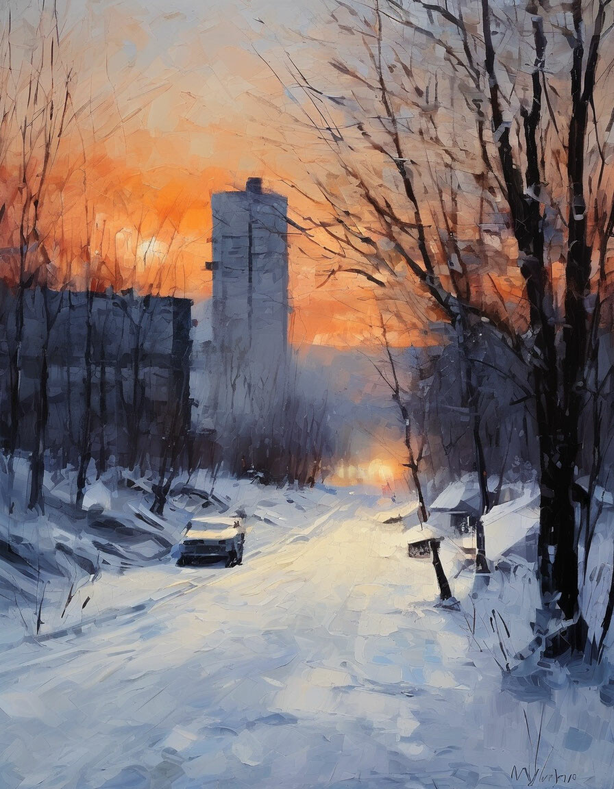 "Snow, winter, evening, Chernobyl, Pripyat, atmosphere of the USSR 1986 ...