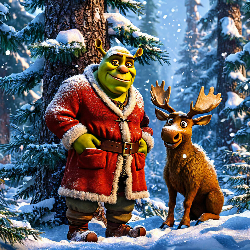 ""Новые приключения Шрека" Shrek is wondering deep in spruce forest. He ...
