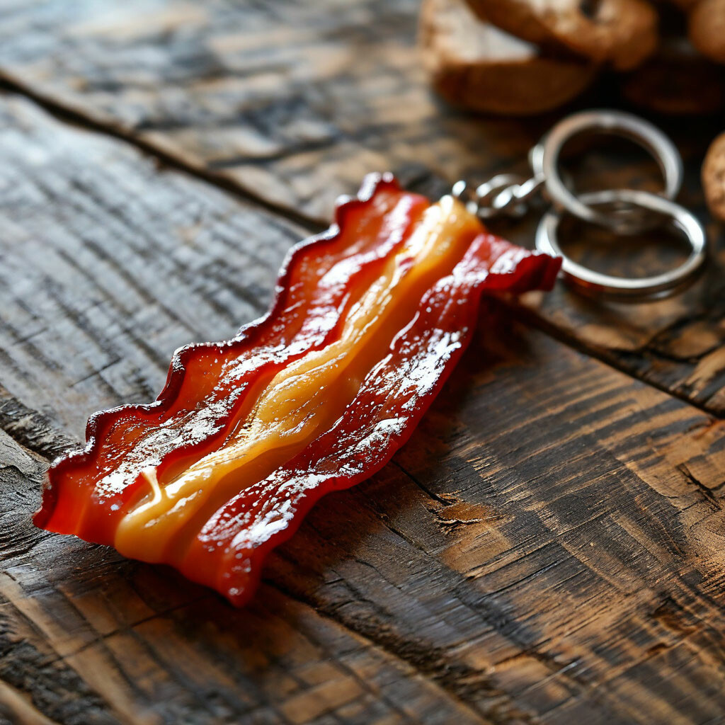 "🥓 bacon keychain" — image created in Shedevrum