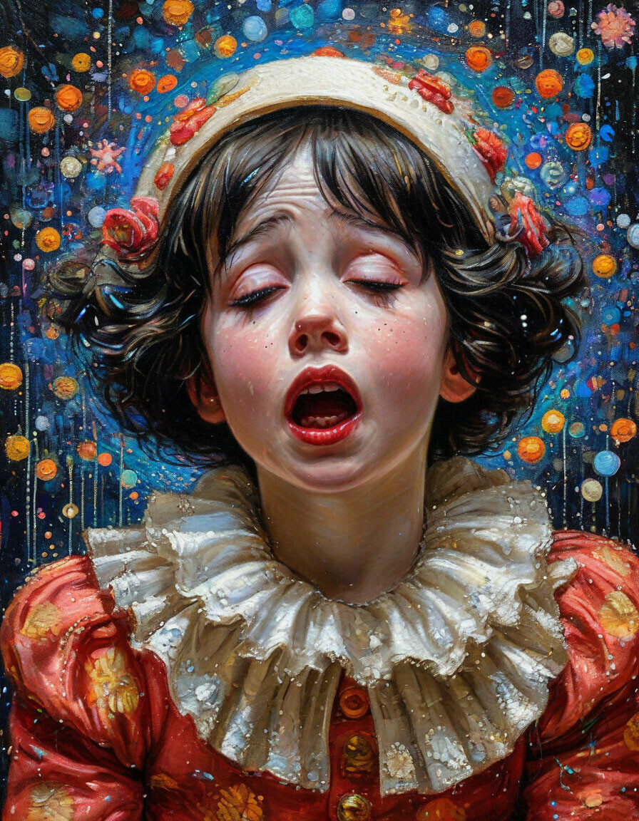 "Cute Pierrot cries, in the technique of Lite Brite art (art-light ...