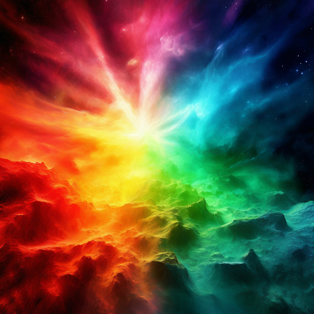 "Bright splash of colors, cosmic …" — image created in Shedevrum