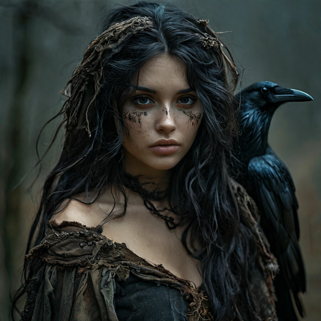 "A beautiful young raven woman is a hereditary sorceress with cunning ...
