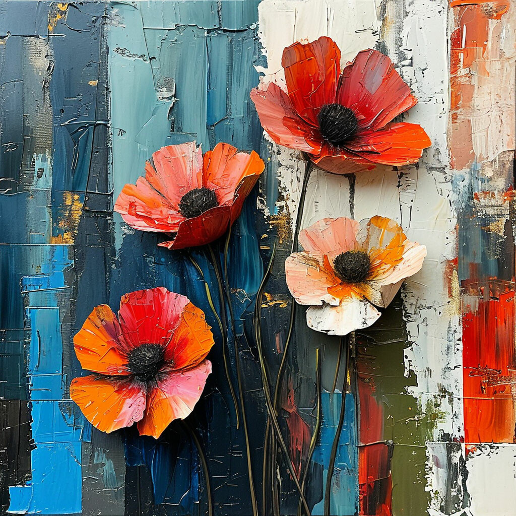 "Abstractionism minimalism application layering complex texture flowers ...