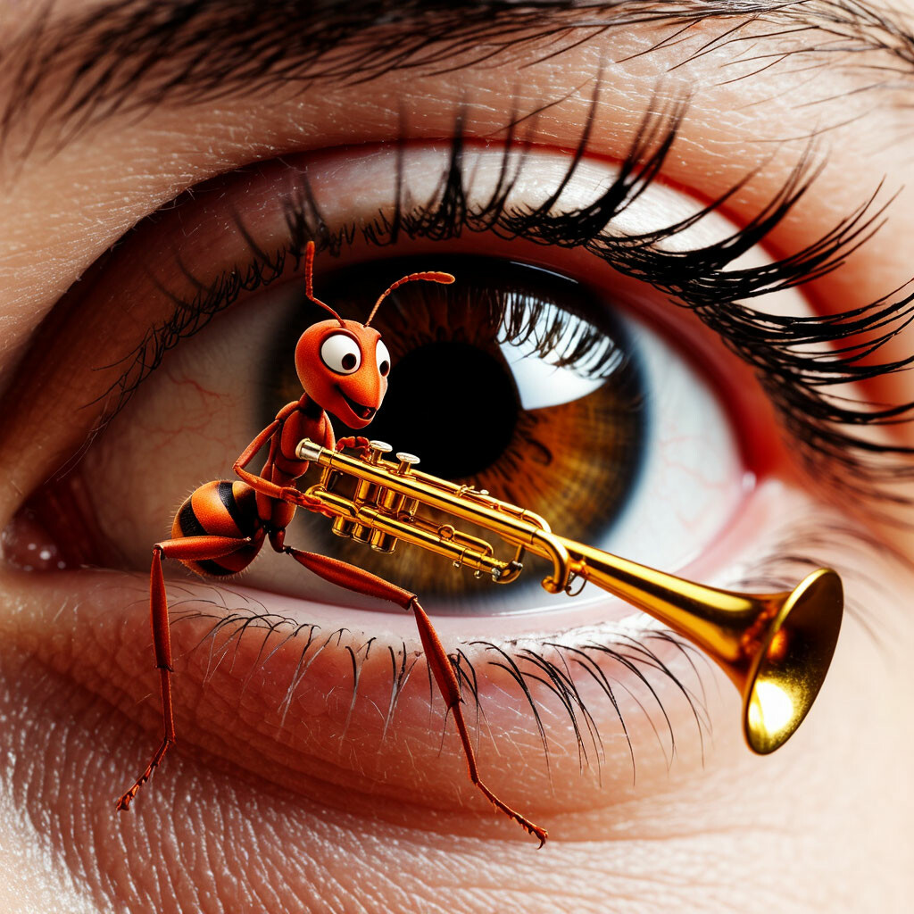 "Human eye close-up,double exposure,…" — image created in Shedevrum