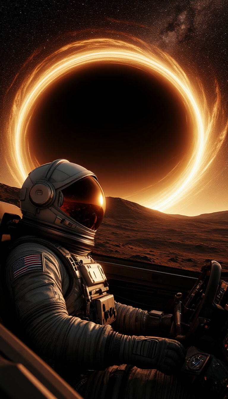 ". double exposure space wanderer, …" — image created in Shedevrum