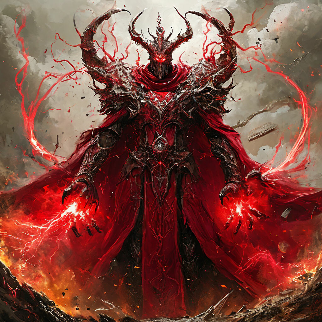 "The Scarlet King. A huge demonic …" — image created in Shedevrum