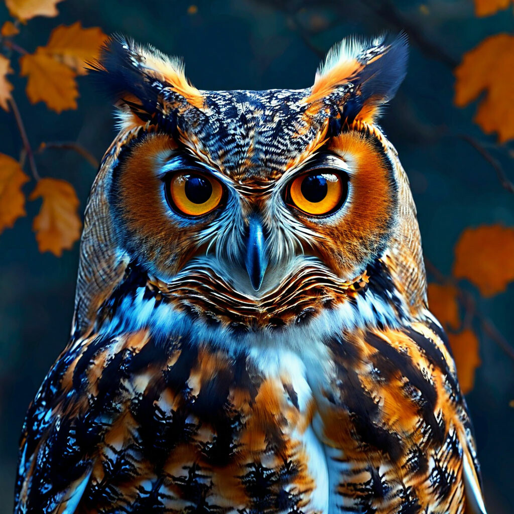 «Owl head rotation 180 degrees, Oak branch background, night» — video ...