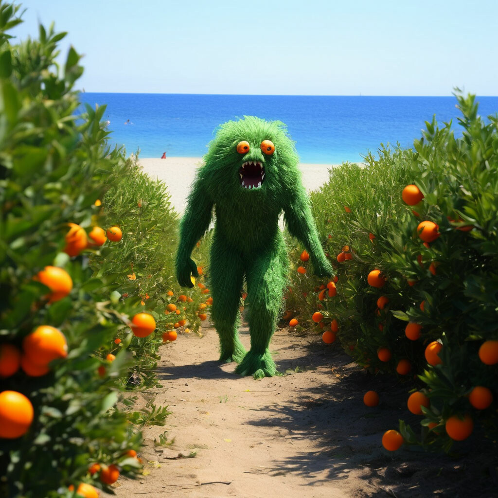 ". a treacherous and terrible monster sneaks between thickets of bushes ...