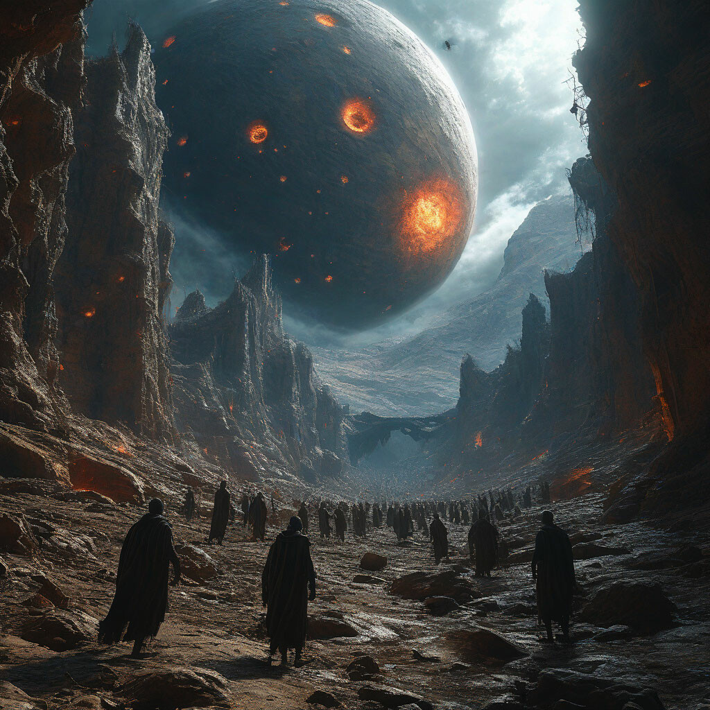 "Horror hell planet and many sinful souls on it, 3D, ultra realistic ...