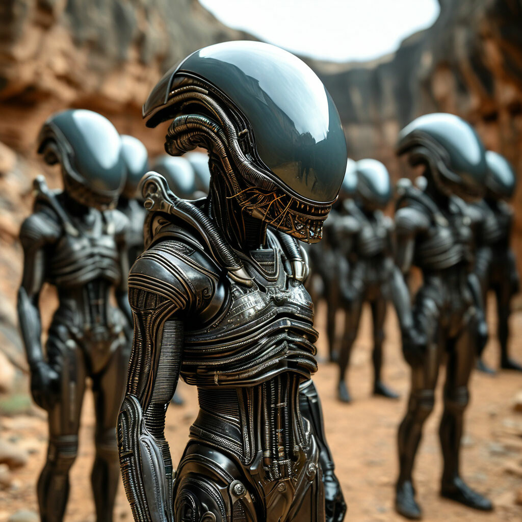 "Engineers from the movie Alien" — image created in Shedevrum