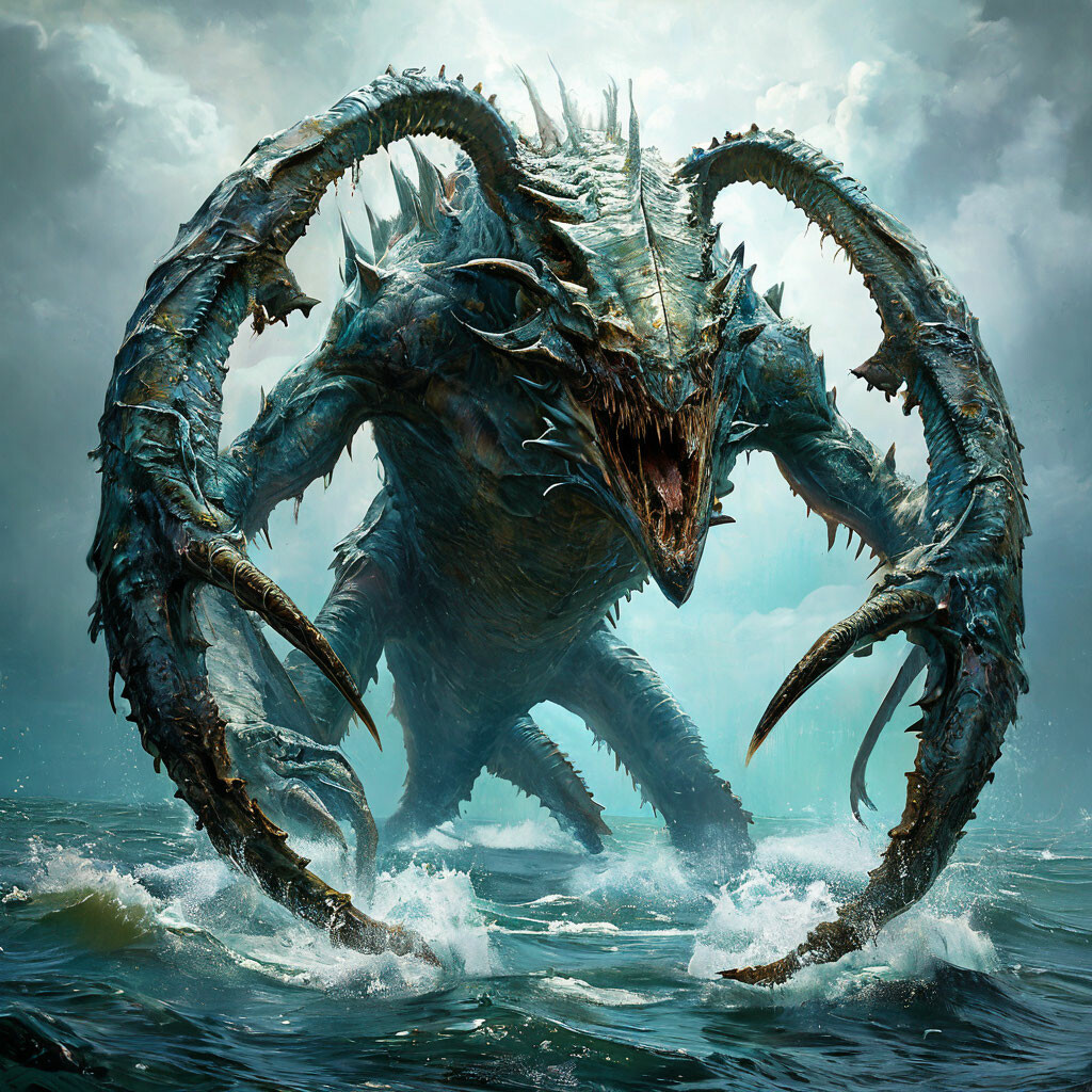 "The Leviathan creature lives in the water and has two huge claws on ...