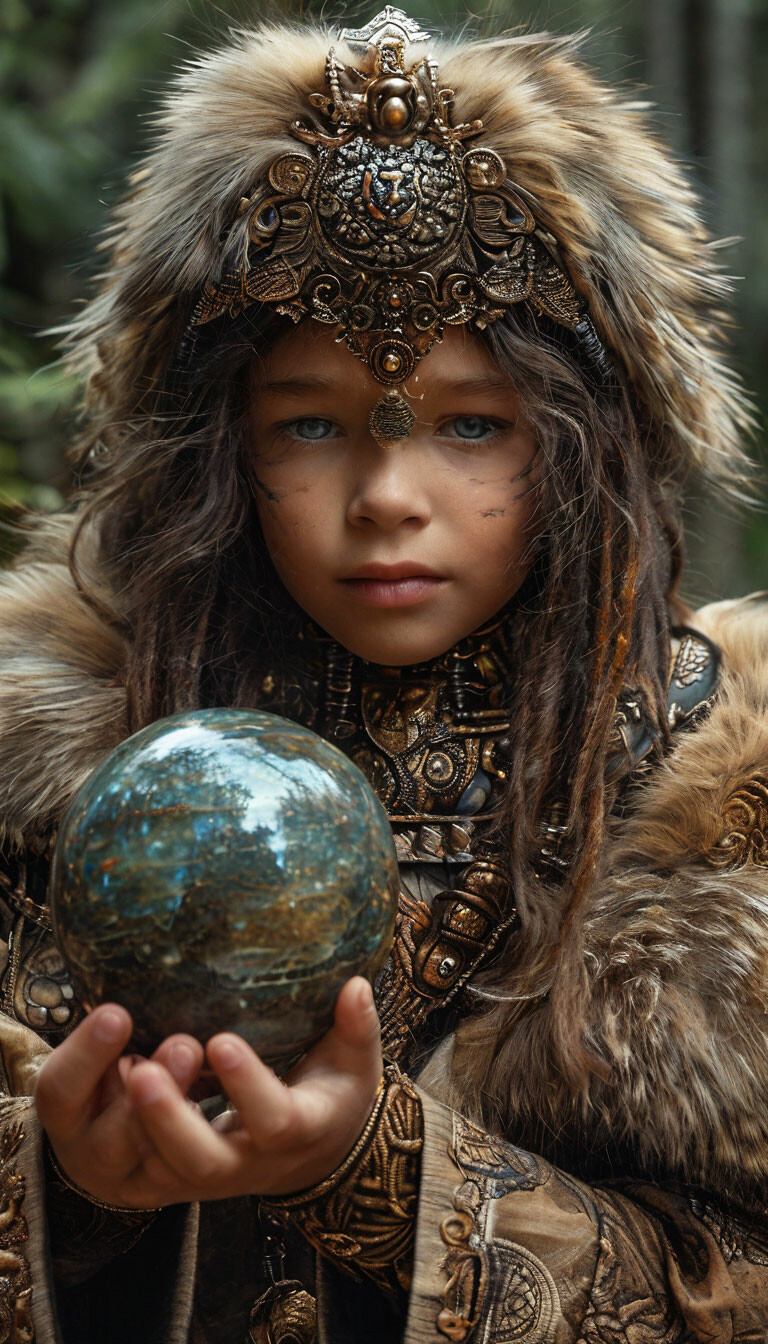 ". Norwegian Angel shaman and baby …" — image created in Shedevrum