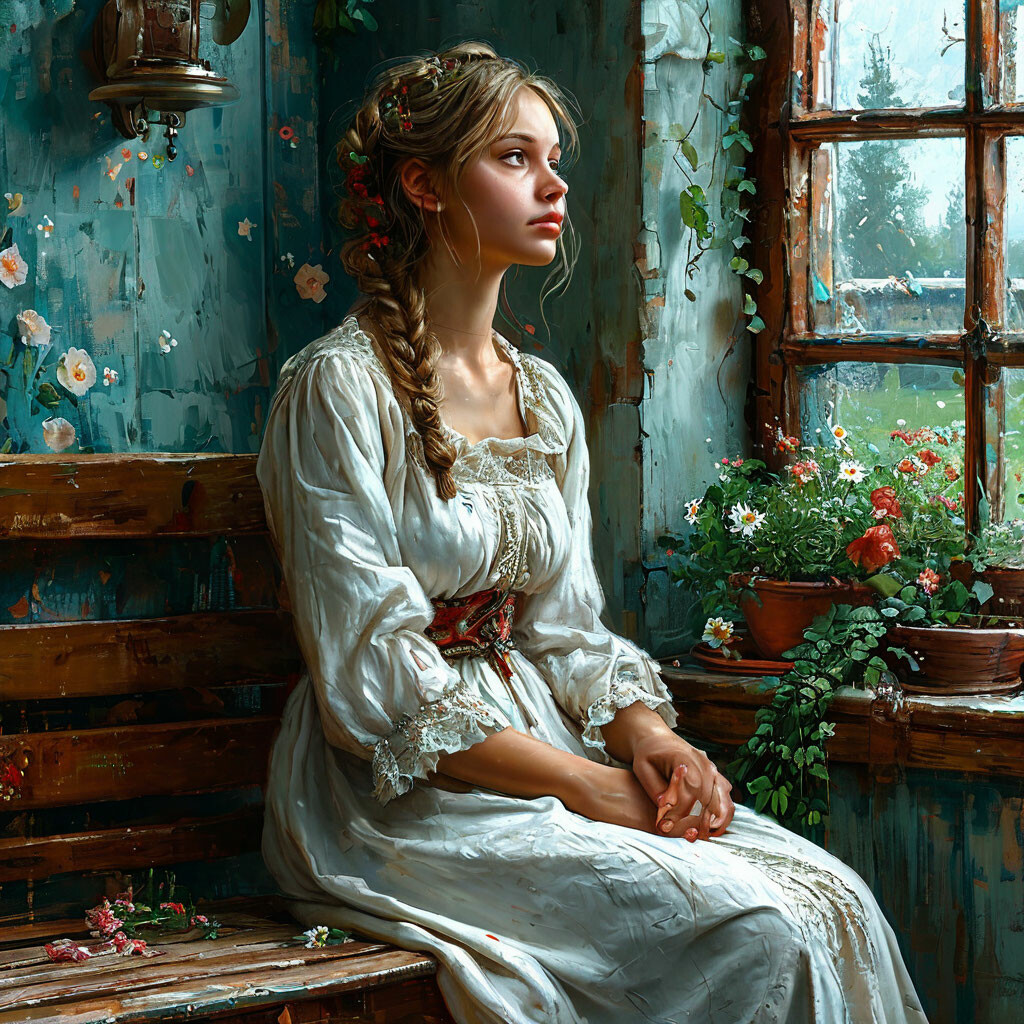 "Digital painting, fusion of styles Makovsky+Migunov, a Russian folk ...