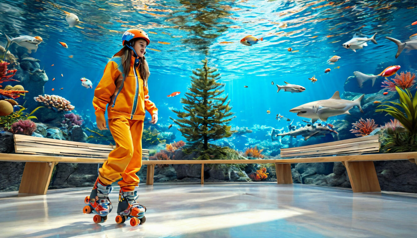 "Happy New Year 2025! The aquarium on roller skates! Girl on roller ...