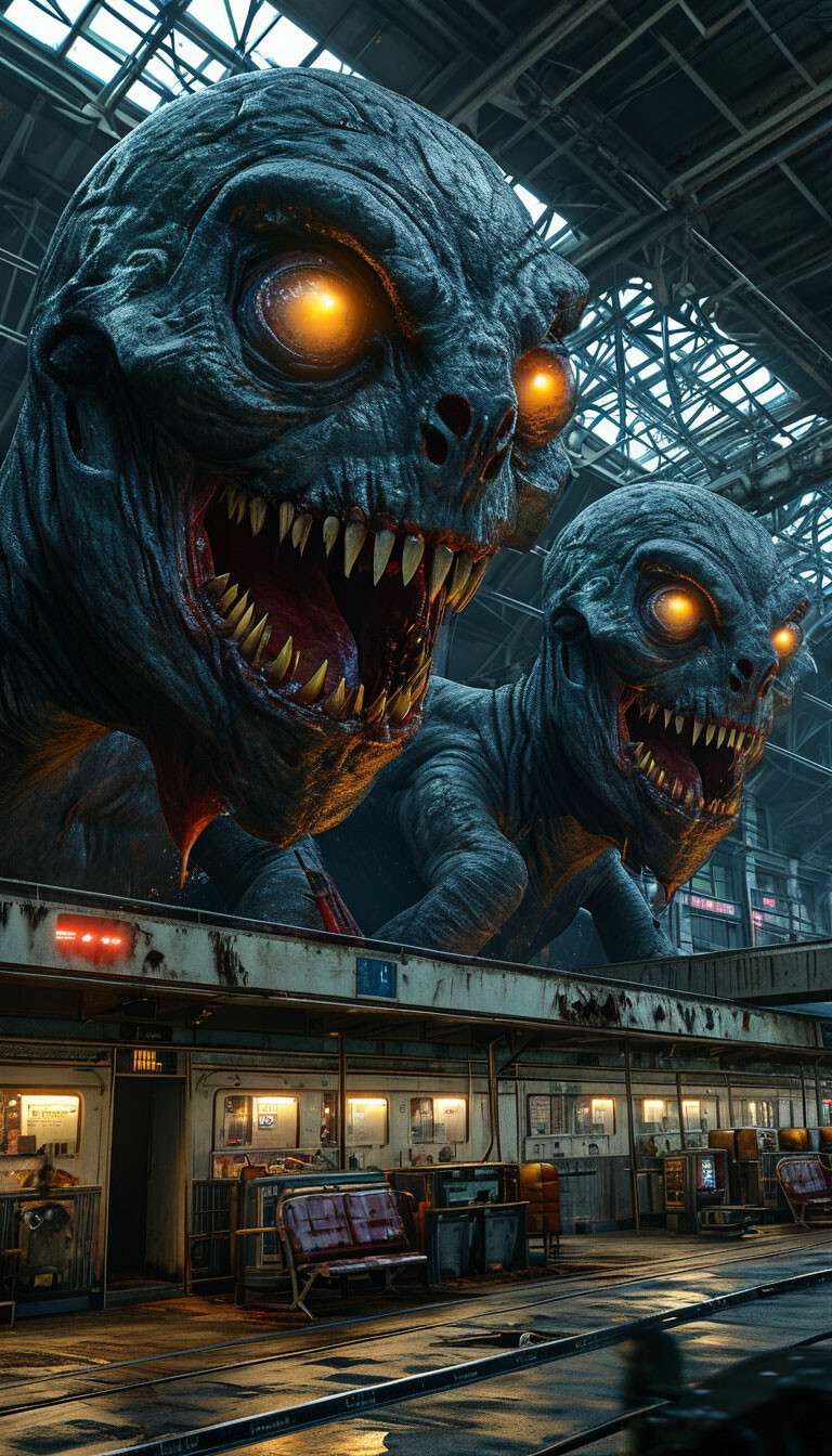 "Surreal, eerie creatures with razor-sharp teeth, spherical bodies, and ...