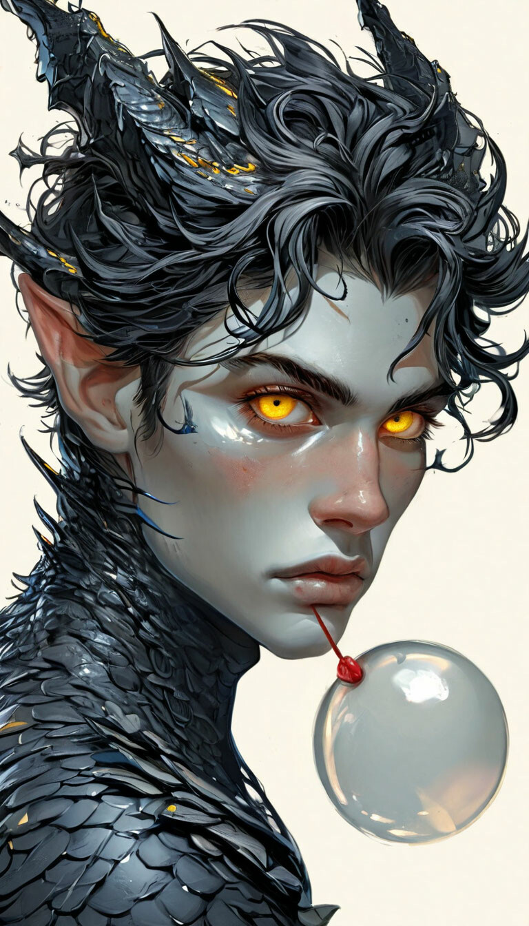 "💕 minimalism, a very handsome demon …" — image created in Shedevrum