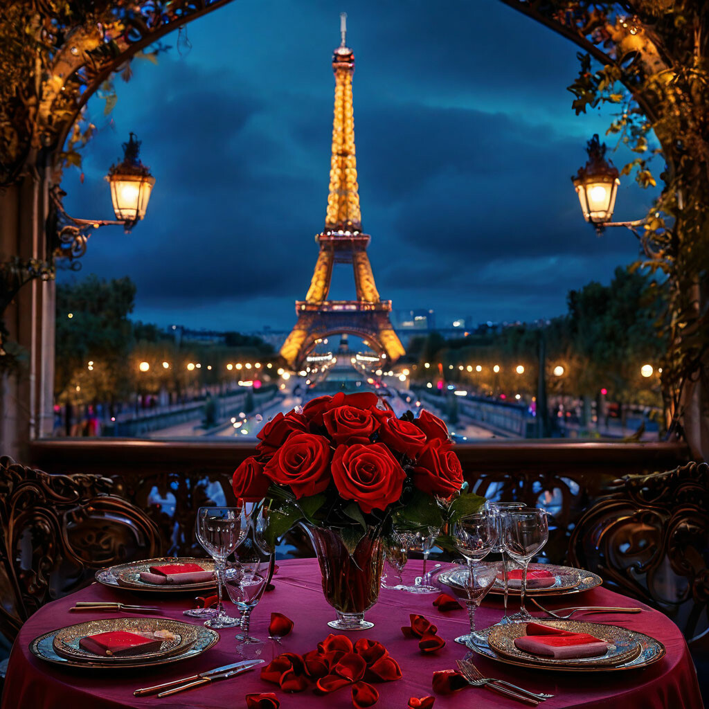 "Romance... Paris, Eiffel Tower in the…" — image created in Shedevrum