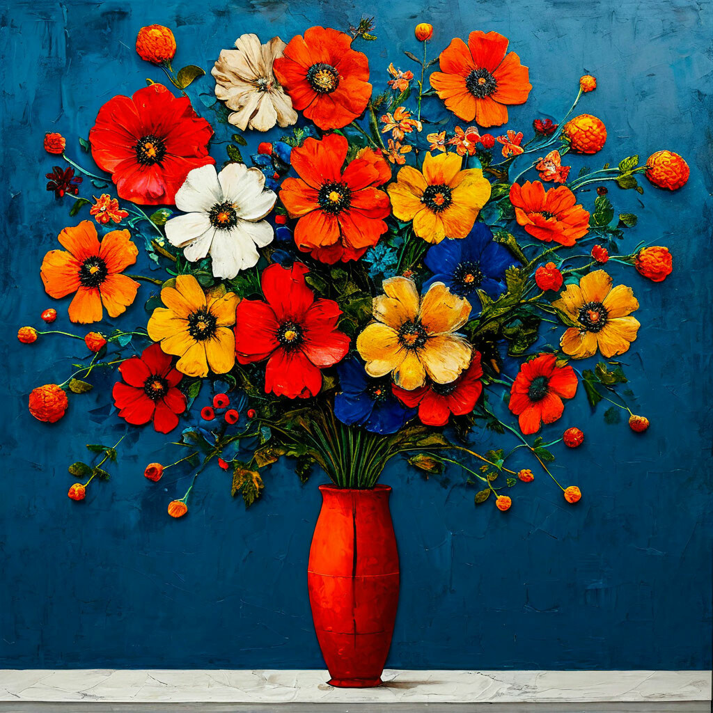 "Bouquet of flowers Kazimir Malevich style" — image created in Shedevrum