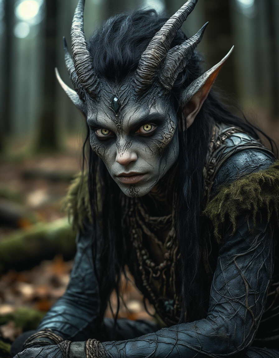 "Mystical creature dark elf face macro,,, sit…" — image created in ...