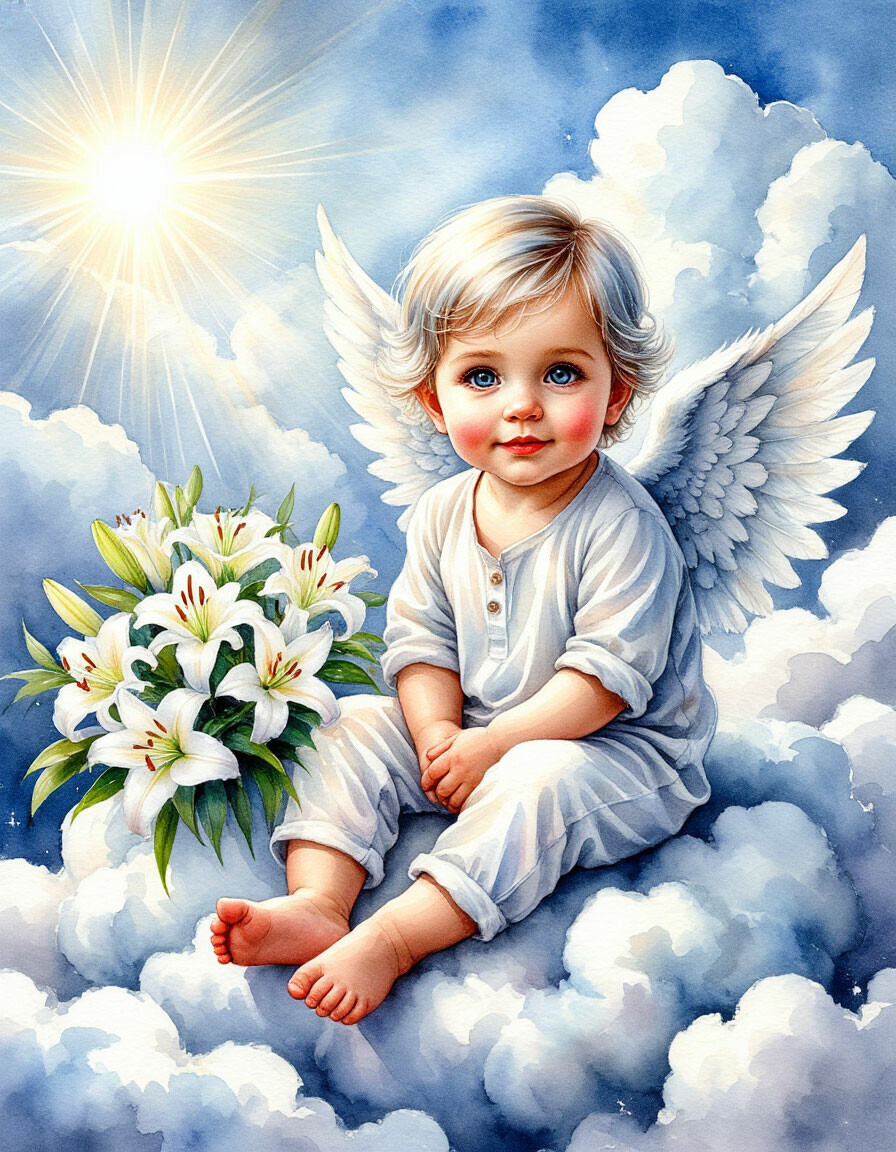 «В пушистых похожих на вату и мех облаках милый светло бело голубой в … — картинка создана в