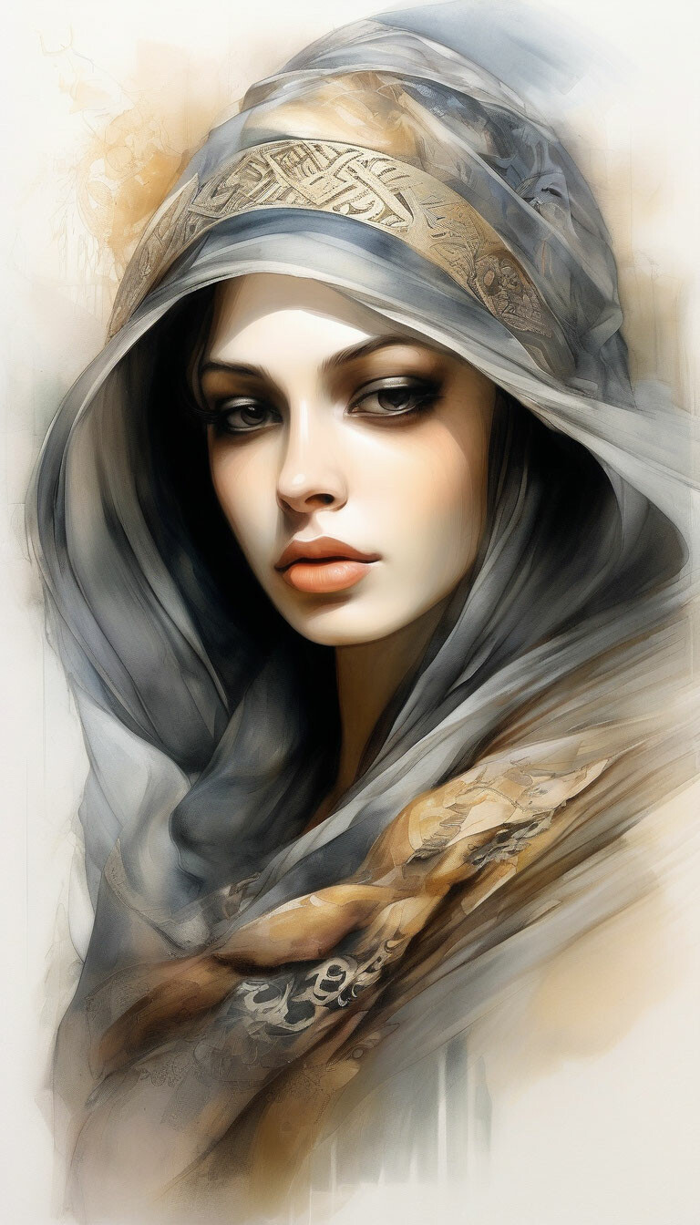 "🎶 An Arab princess.colored pencils, ink, sfumato.Alexey Kurbatov ...