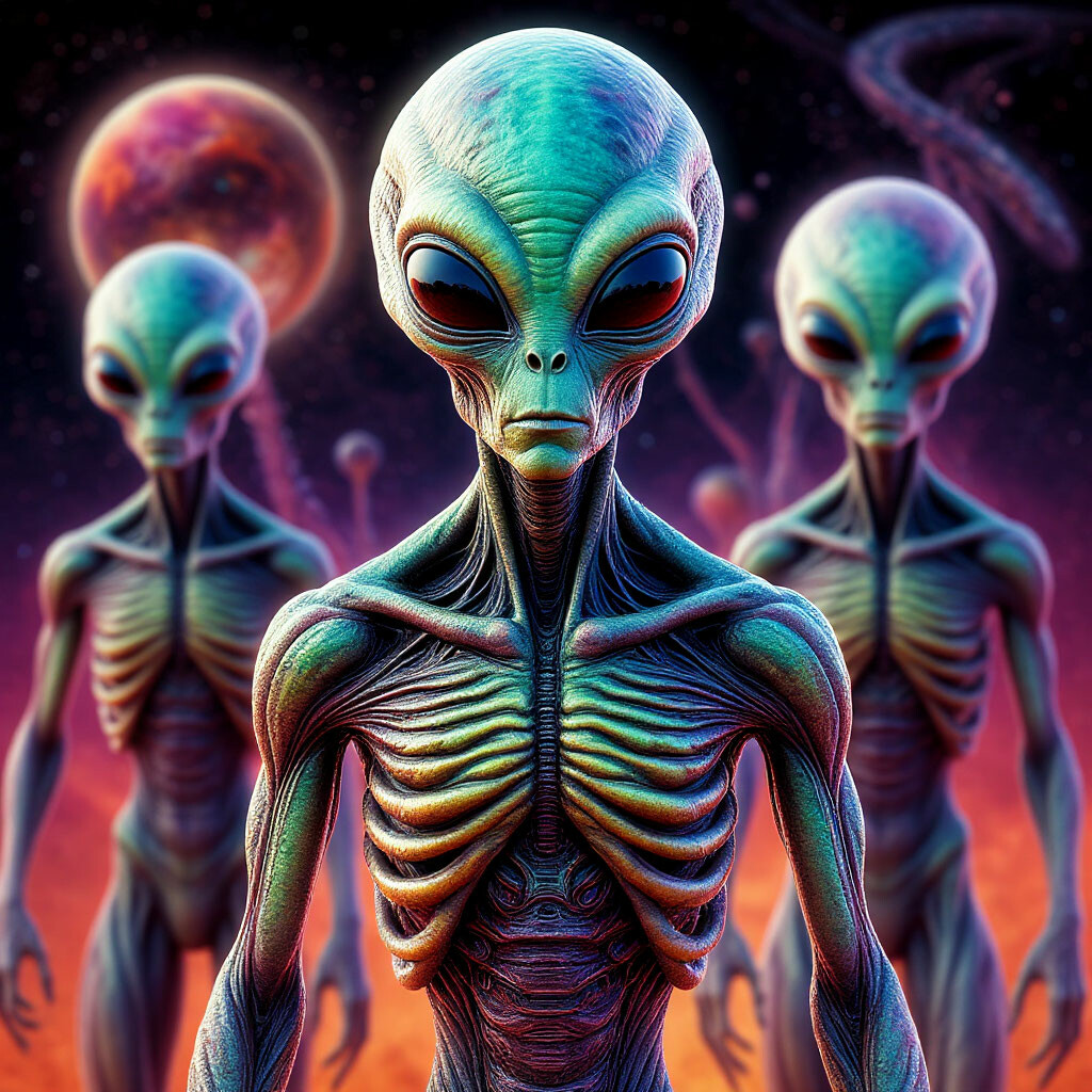 "Psychedelic dna mutation of aliens" — image created in Shedevrum