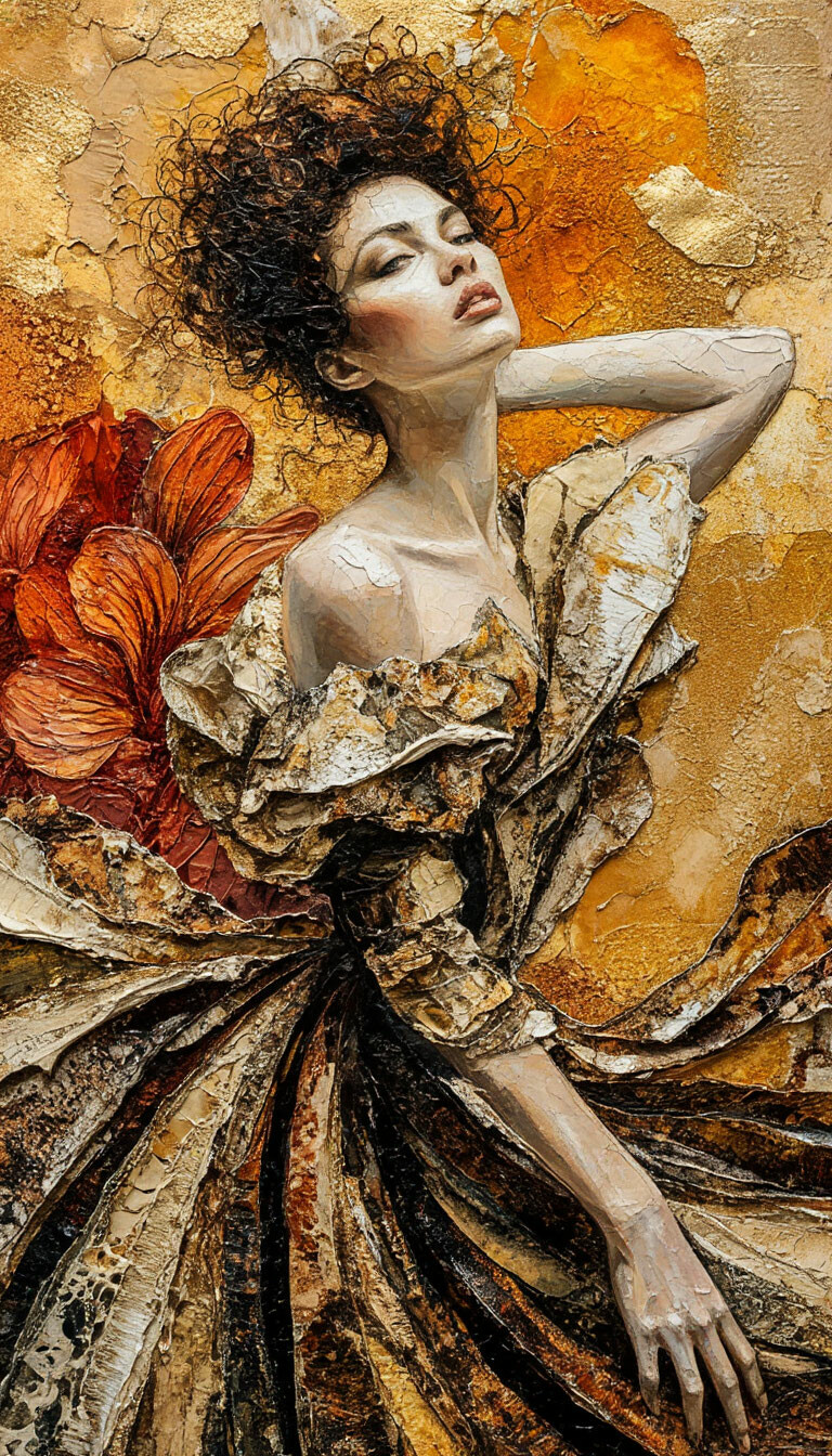 "Pintura interior, pasta de textura,ilustración de moda, batik caliente ...