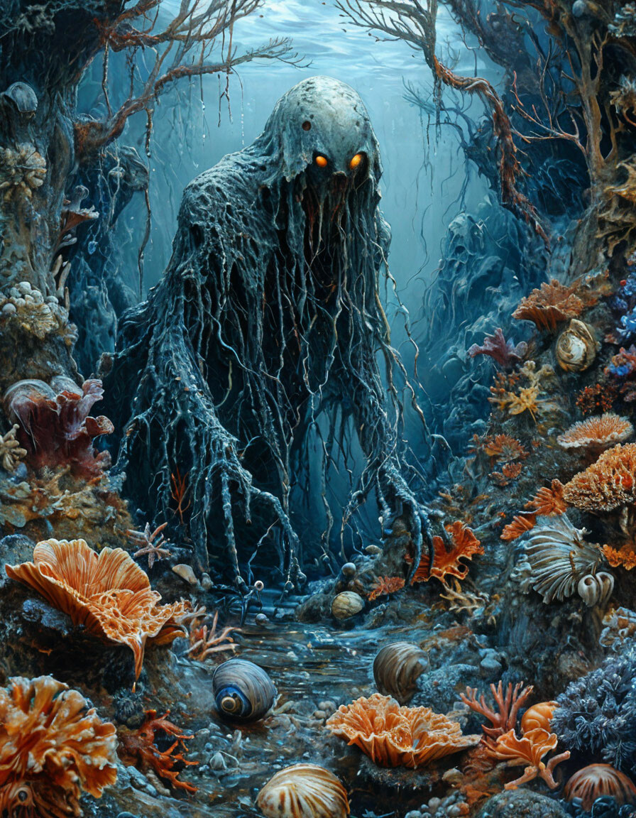 ". Zdislav Beksinsky, horror, water ghost, bichrome, gradient, torn ...