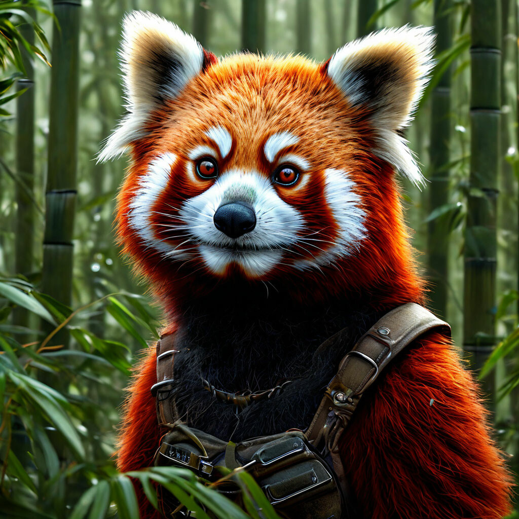 "Anthropomorphic red panda in the …" — image created in Shedevrum