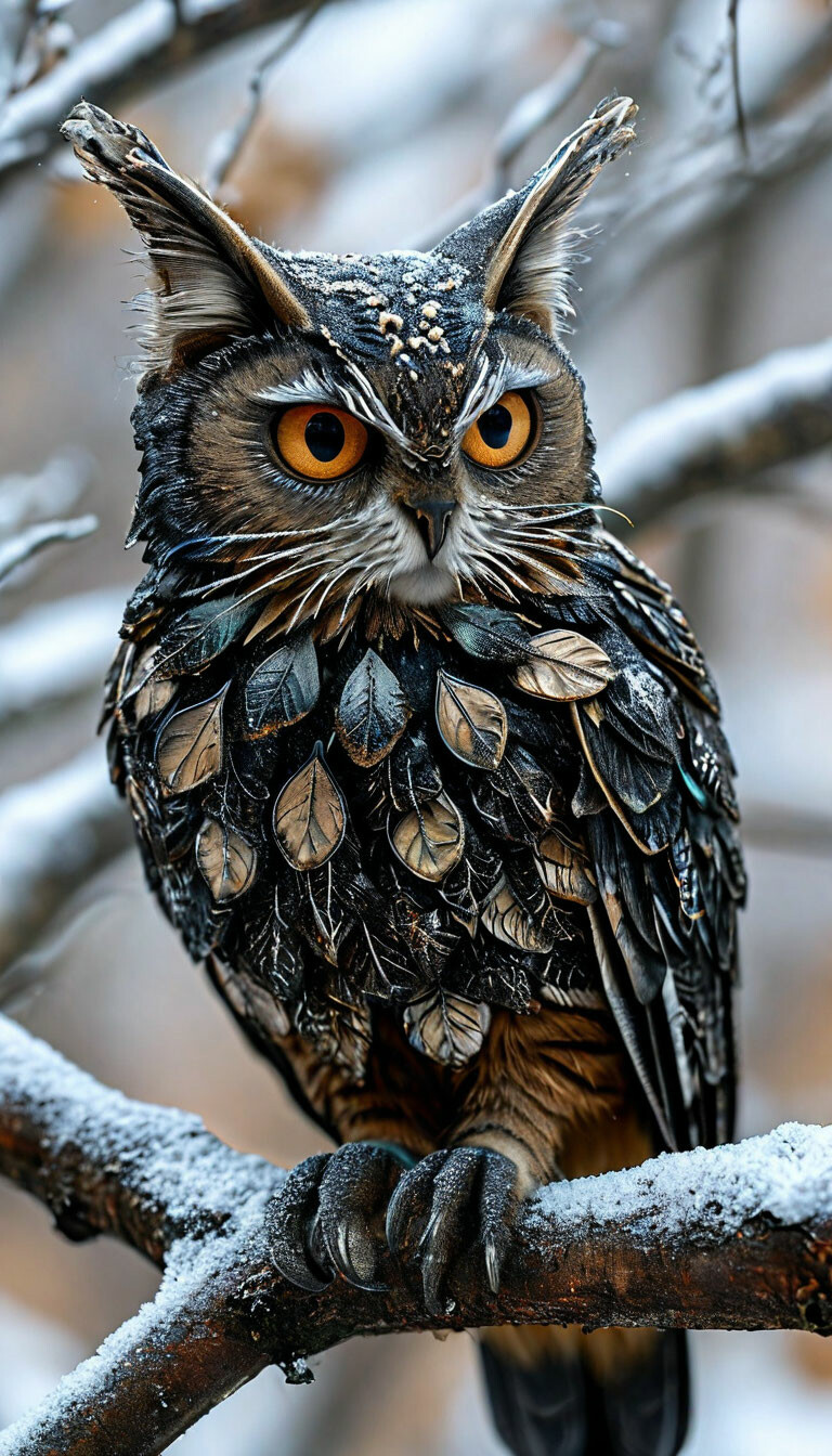 ". Symbiosis owl -cat sitting on a …" — image created in Shedevrum