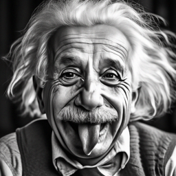 «Albert Einstein smiles and sticks out his tongue» — video created in ...