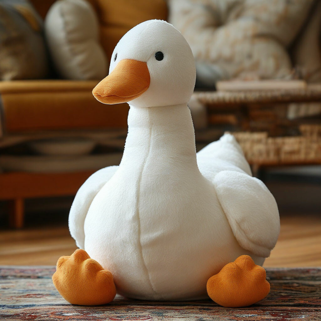 "Giant goose cuddle toy" — image created in Shedevrum