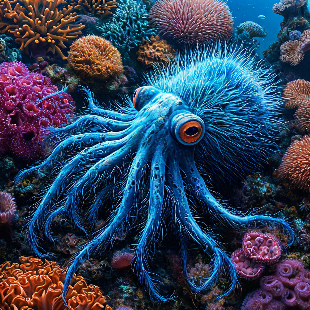 "Calamar vivo vista superior, calamar …" — imagen creada en Shedevrum