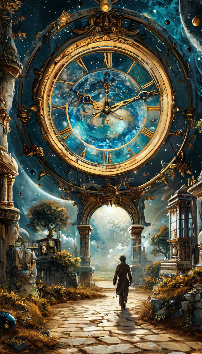 "#time and space bending#" — image created in Shedevrum