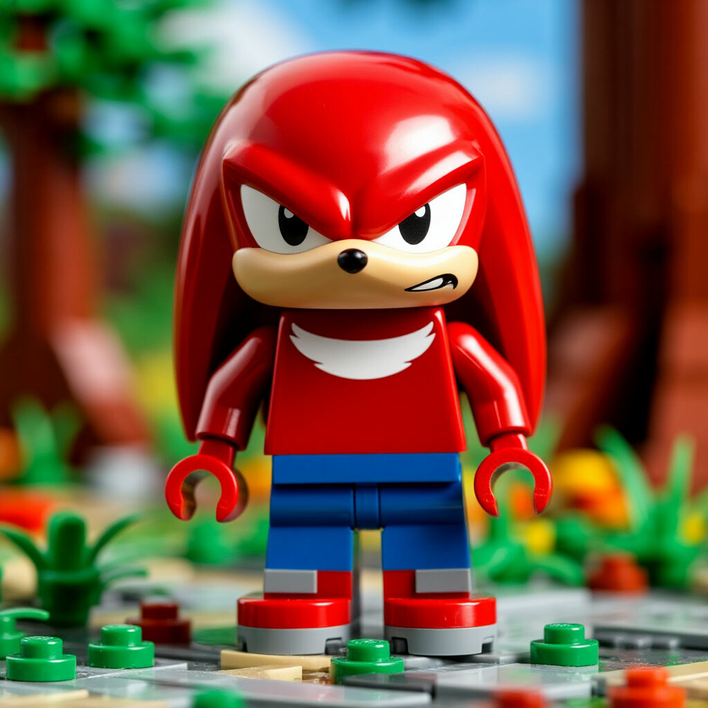 "Lego Knuckles echidna" — image created in Shedevrum