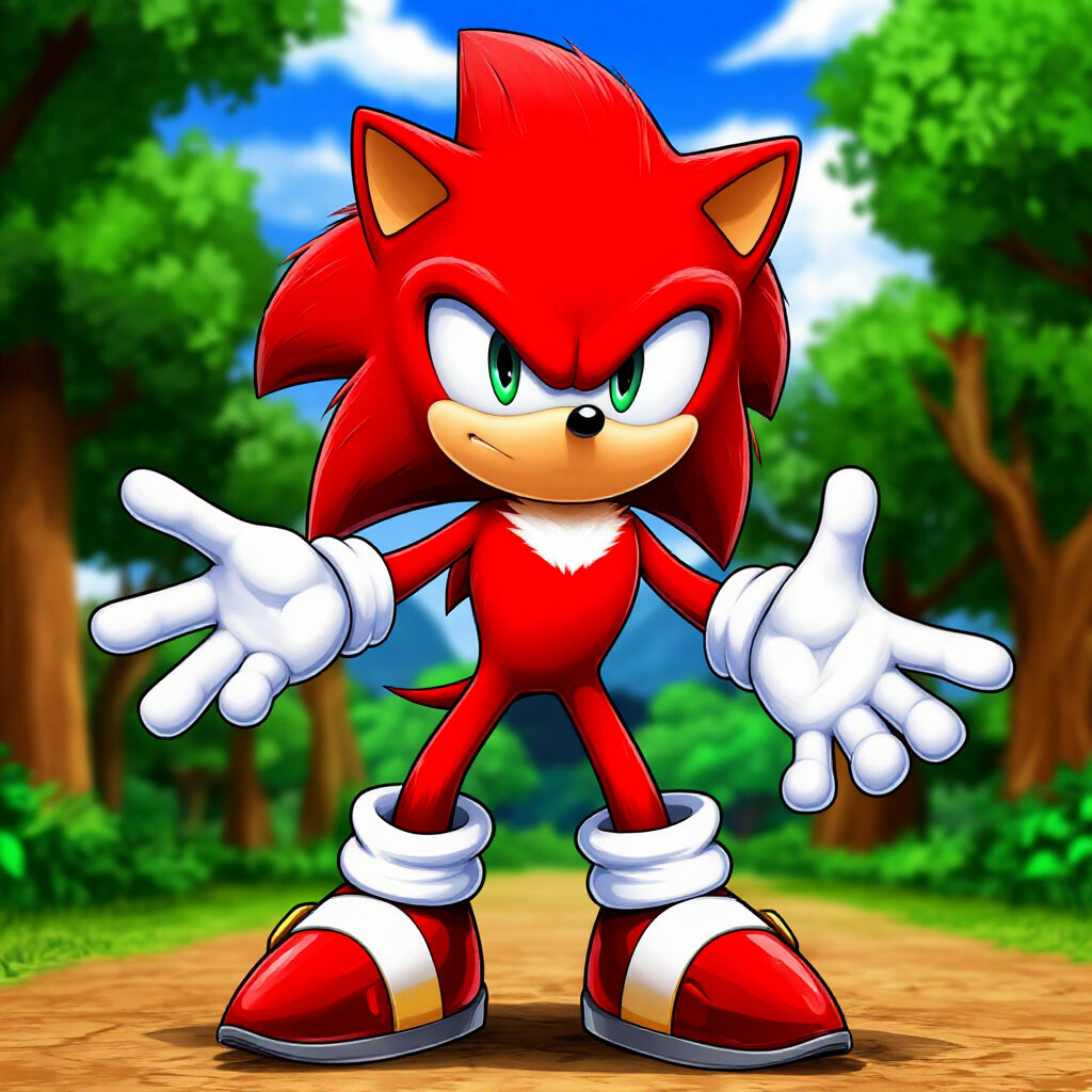 "Red Sonic in anime art style" — image created in Shedevrum