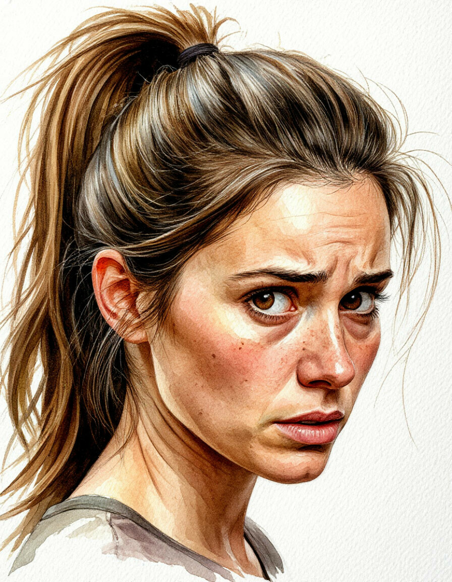 "Portrait, close-up. A woman, 30 years…" — image created in Shedevrum