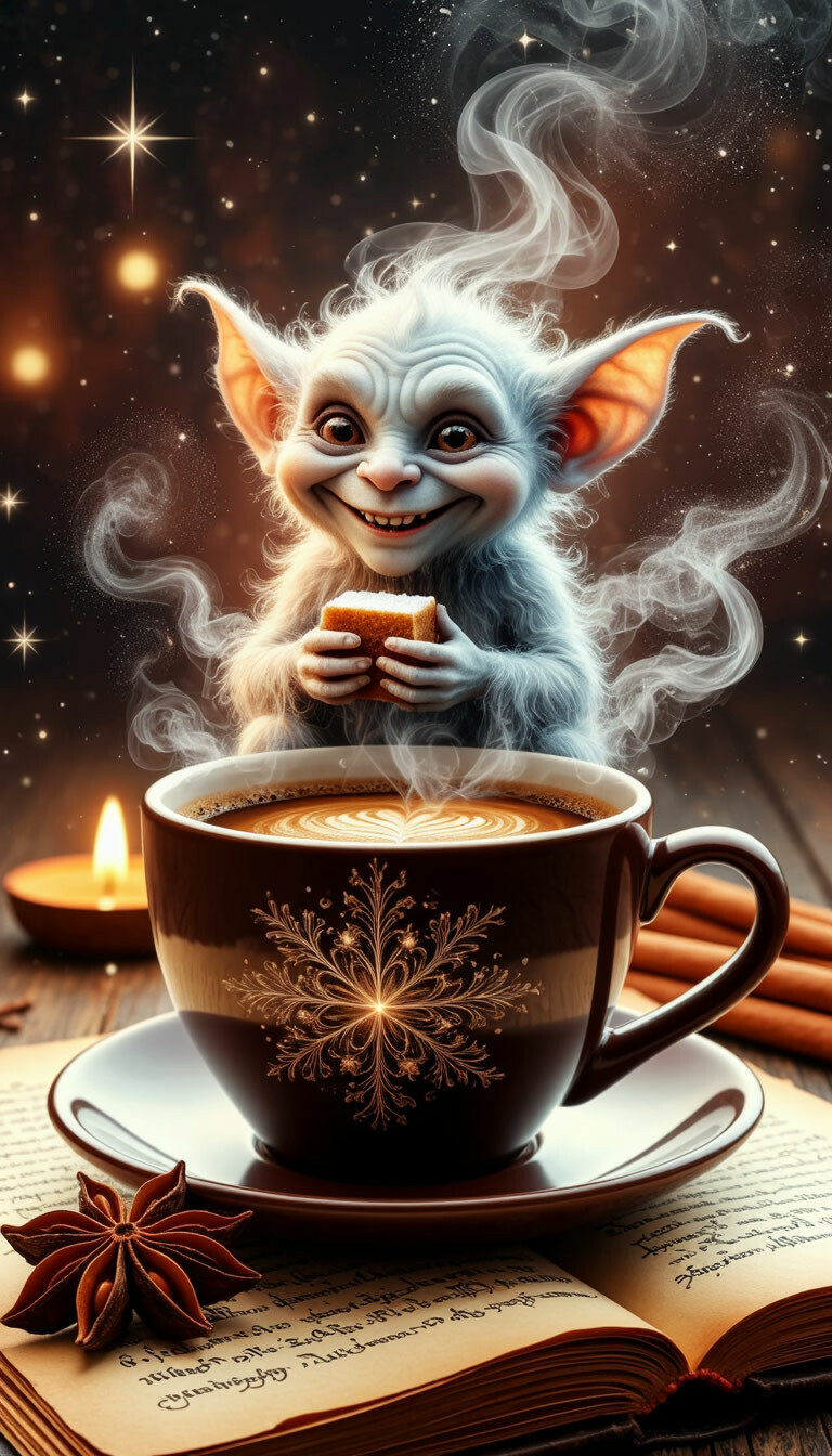 "Fantasy art a cup of coffee with a …" — image created in Shedevrum
