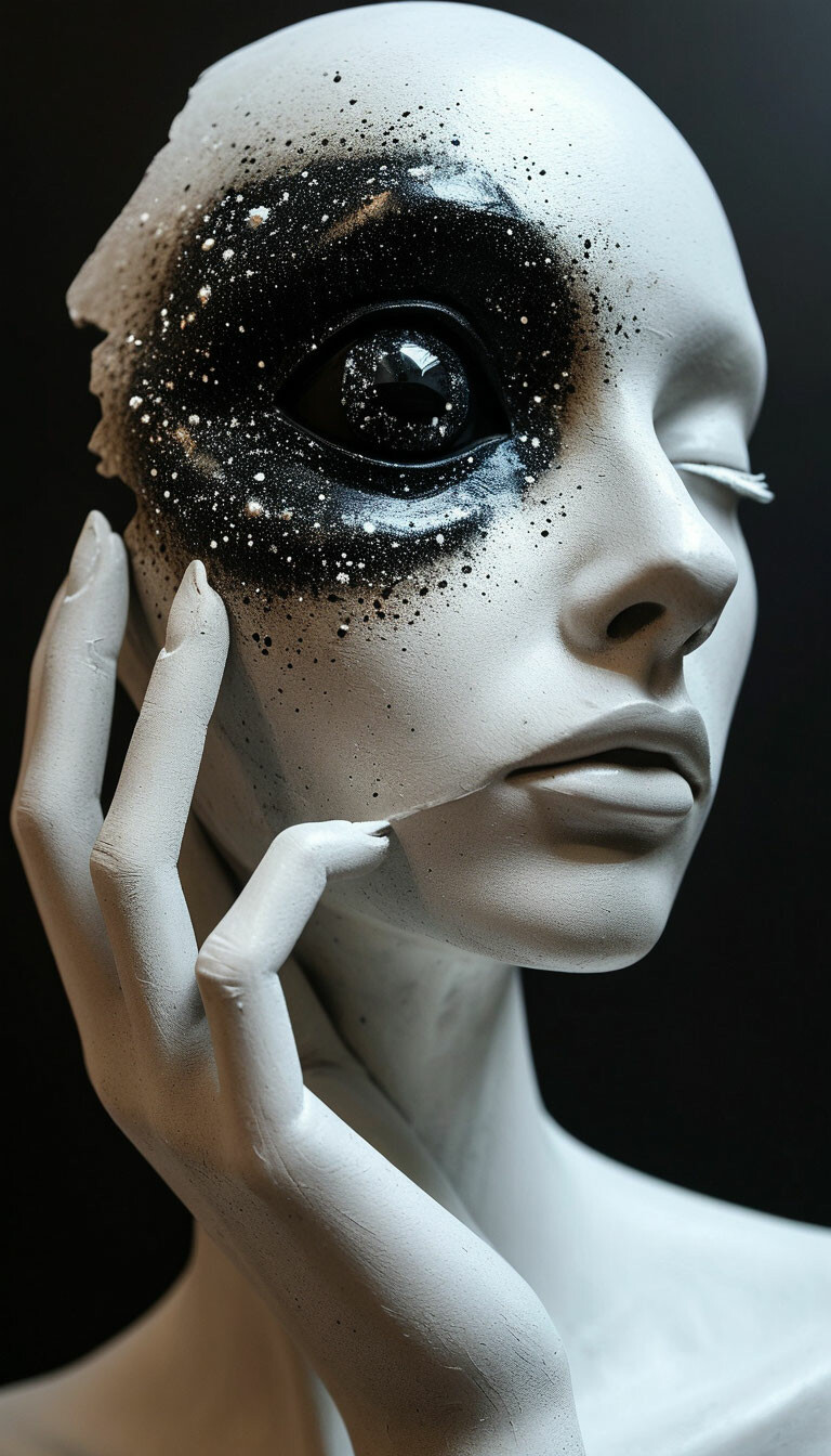 "Plaster human form with a surreal touch, minimalism. A hand with ...