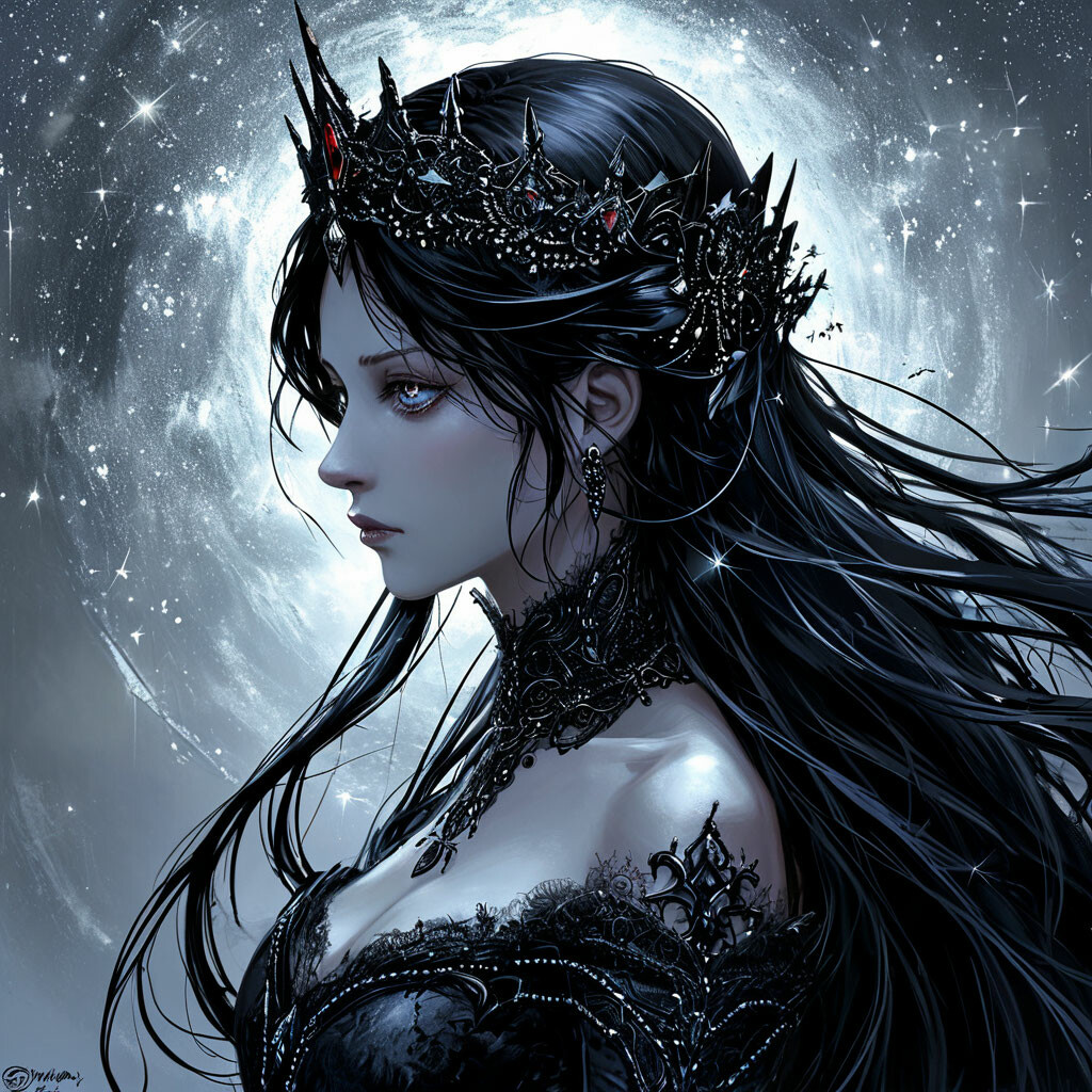 "Anime-style character,over-detailed, airbrush drawing of the Bride of ...