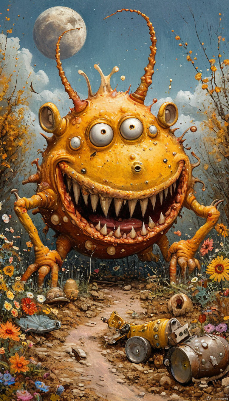 ️ surrealism, grotesque, children's tales, dust, dirt, wild smilling ...