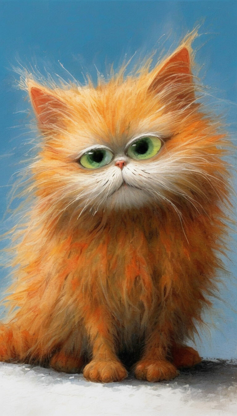 "⌛ funny shaggy cat, gouache, Igor …" — image created in Shedevrum