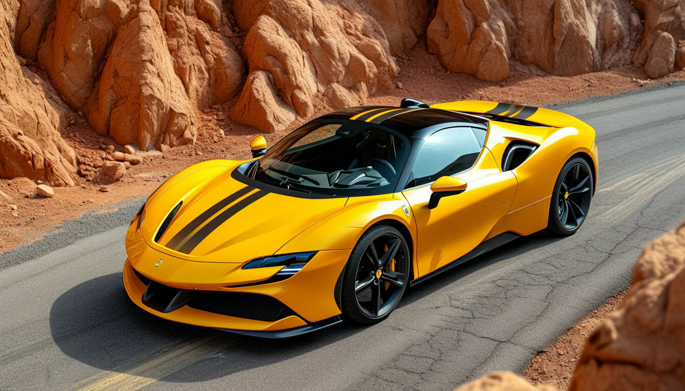"Ferrari SF-90 Tiger Painted Yellow …" — image created in Shedevrum