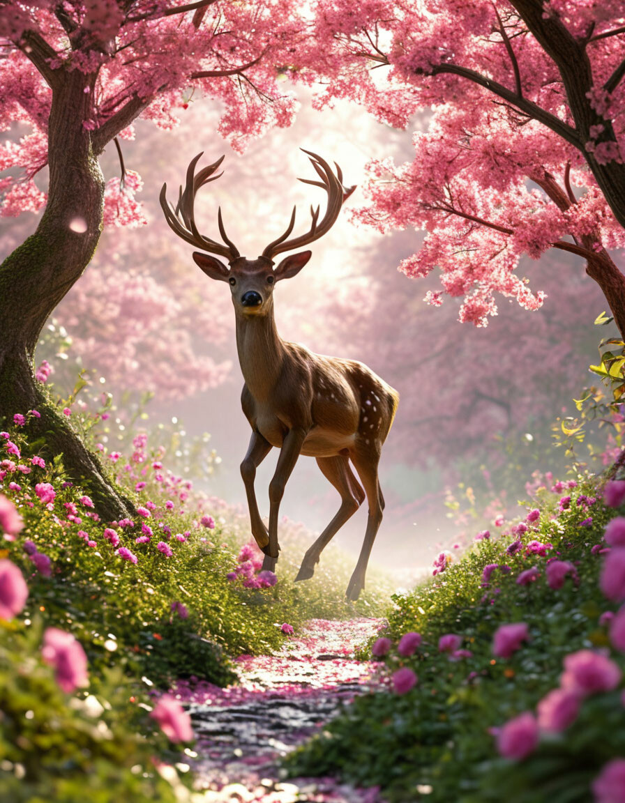 «Dew Haze dawn pink cream lime jumping deer timelapse smooth movements ...