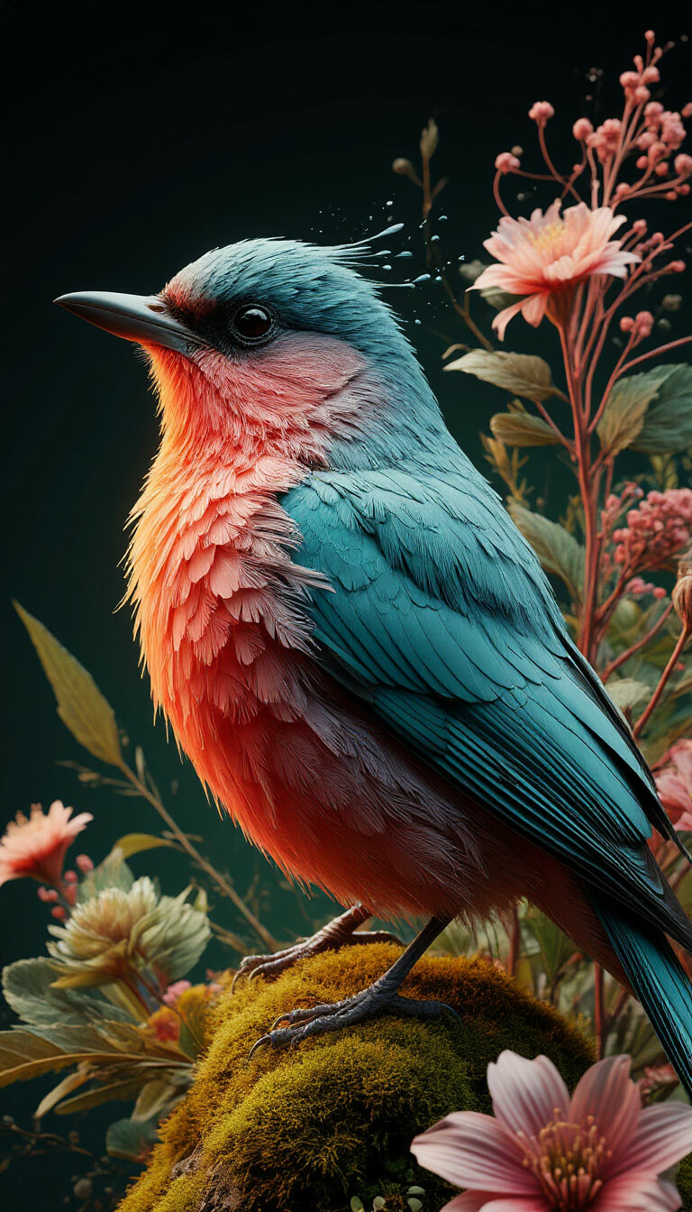 "Nature, bird, blob, digital graphics, 3D projection, visual unusual ...