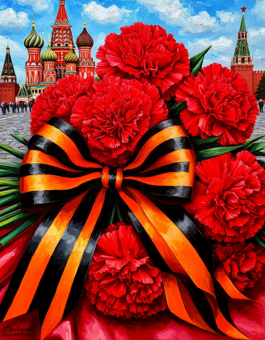 "Pass it on!St. George's Ribbon Starts Oil on canvas, close-up, St ...