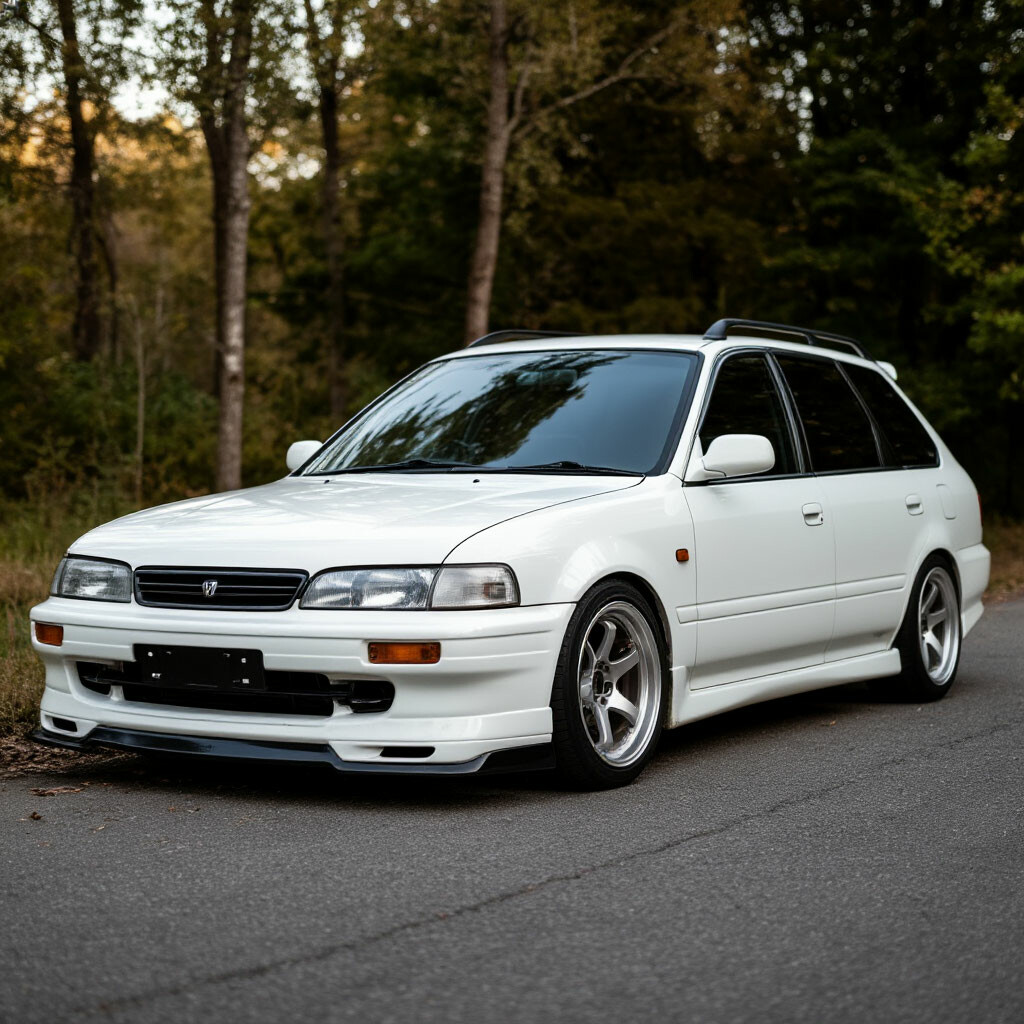 "White Taeta corolla ae 100 wagon on white discs R14 Rays Gram 57CR ...